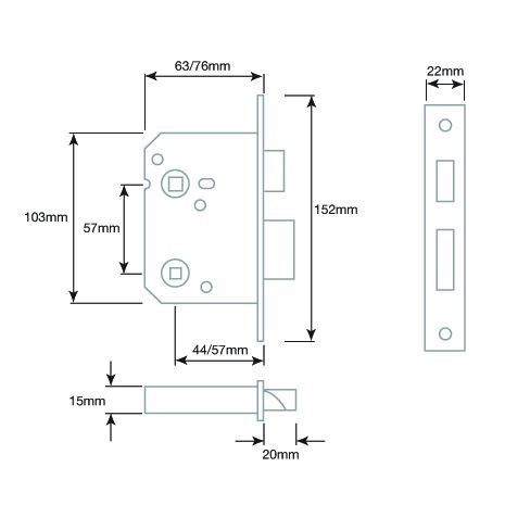 JL152EB - Contract Bathroom Lock Jedo Range 63mm Electro Brass Plate ...