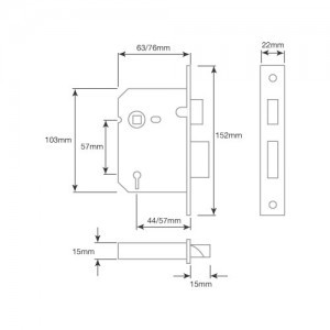 JL174BL - 3 Lever Sashlock - Door Locks & Latches - Black Antique