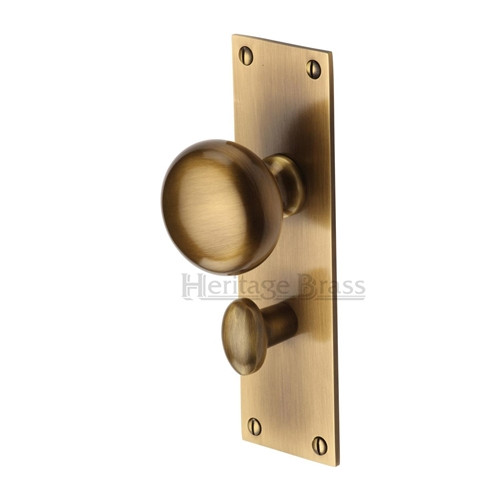 Heritage Brass Balmoral Sprung Mortice Knob On Back Plate Antique Brass ...